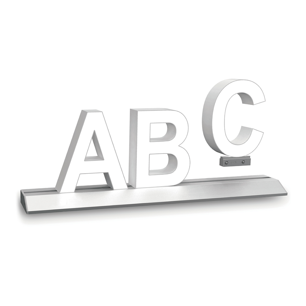 Pink Assembled Channel Letter Track Installation (Bottom) Arial 100MM High