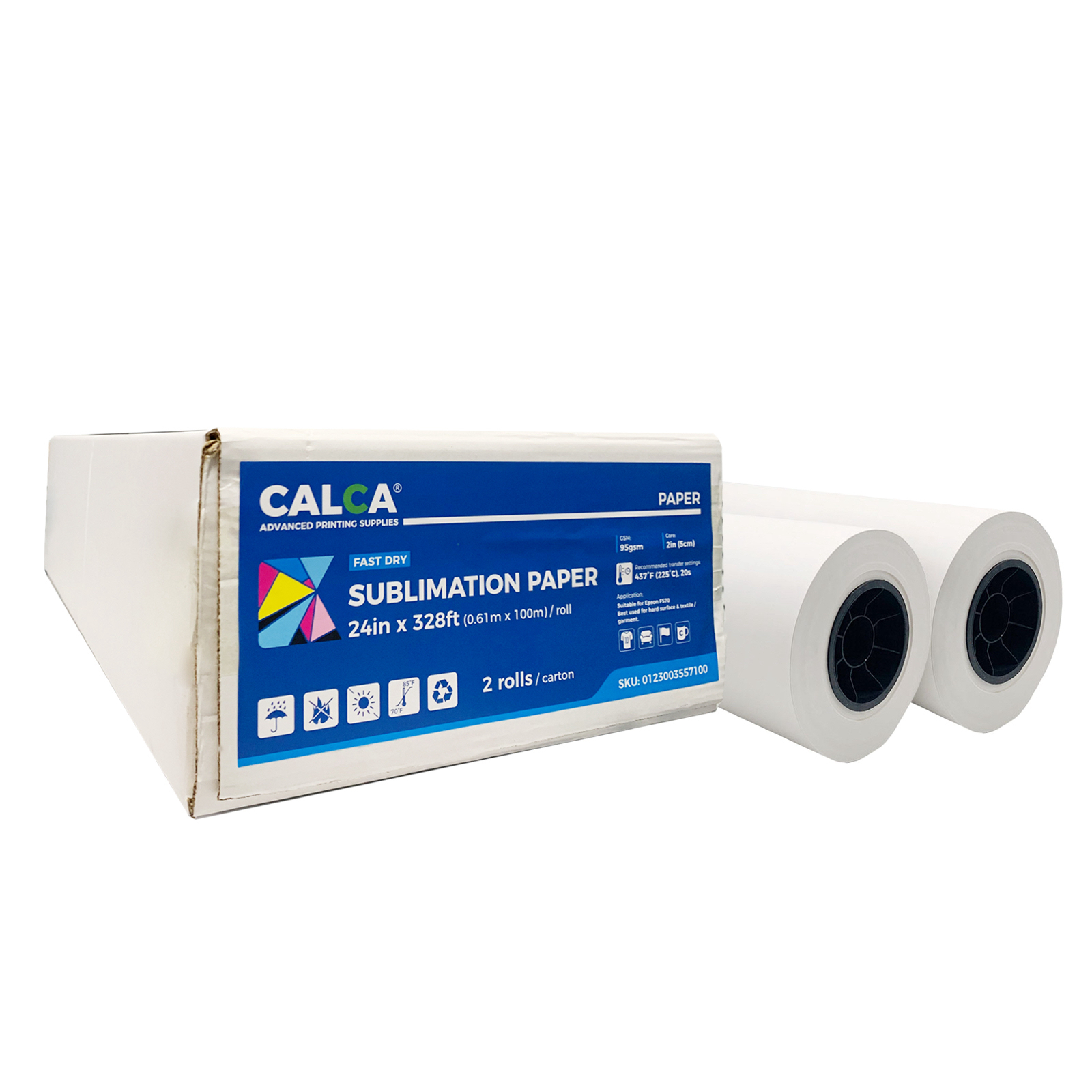 CALCA 2 Rolls 95gsm 24in x 328ft Fast Dry Dye Sublimation Paper for Dye ...